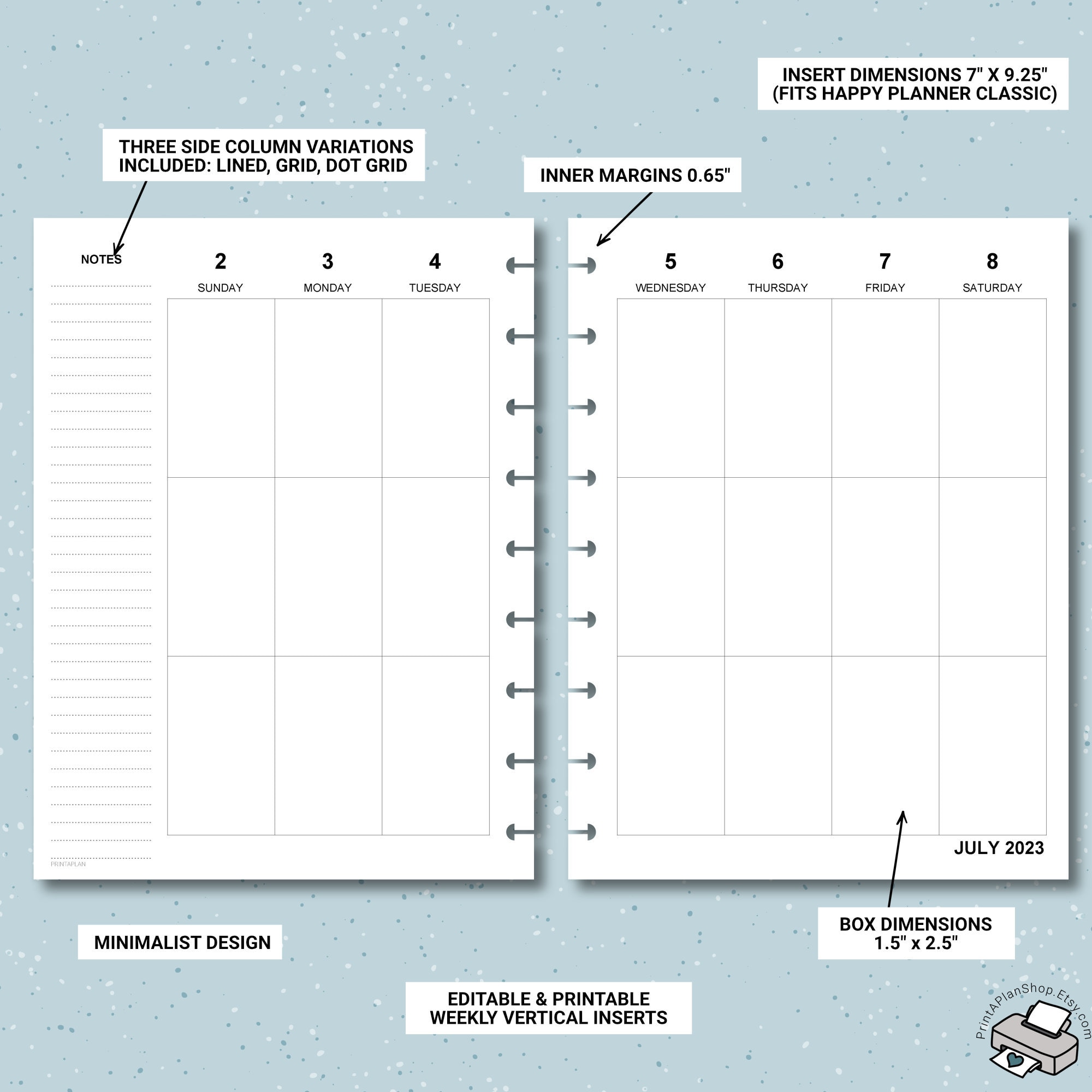 Editable Happy Planner Inserts: Classic HP Vertical Layout (digital ...