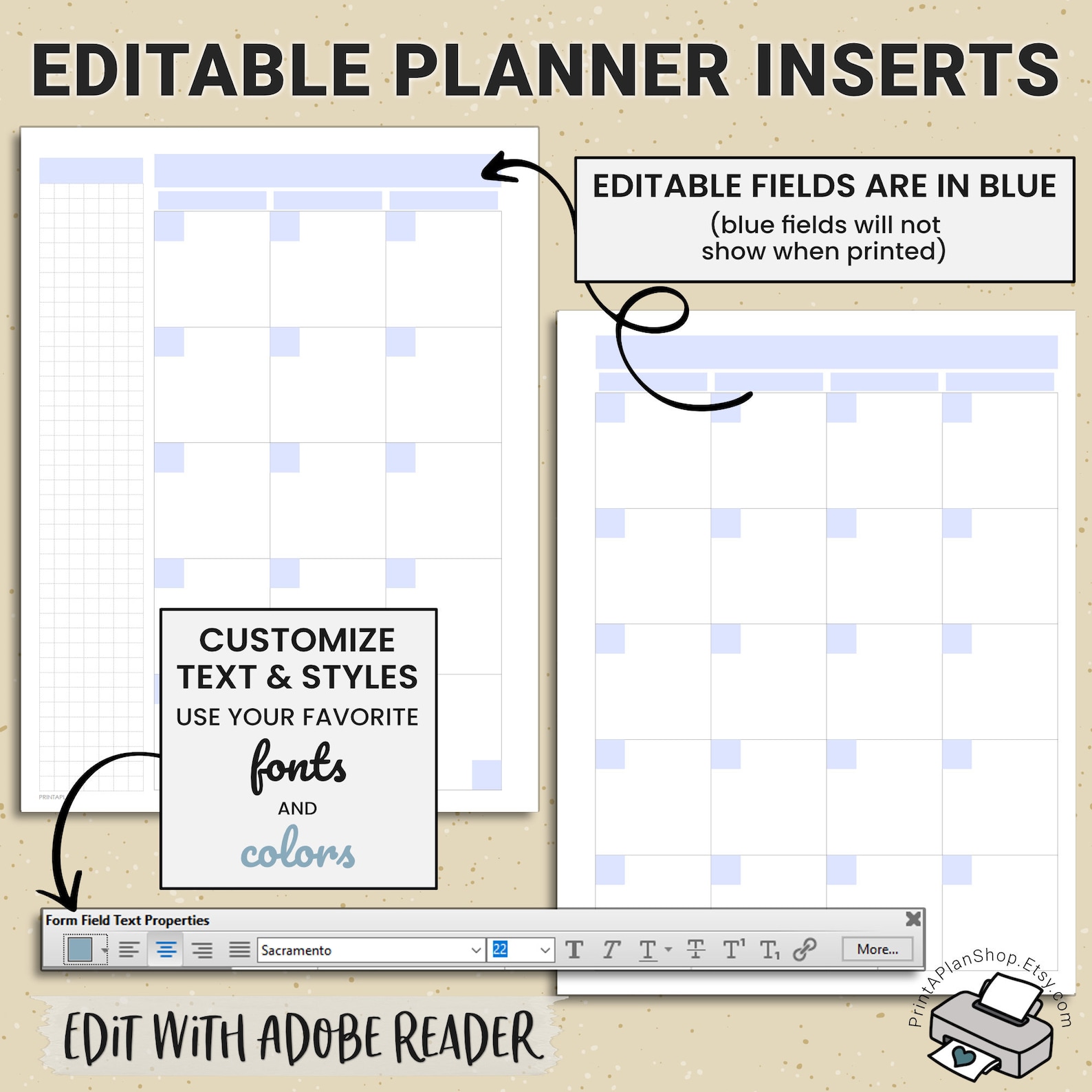 Editable Classic Happy Planner Monthly Calendar Inserts, Printable ...