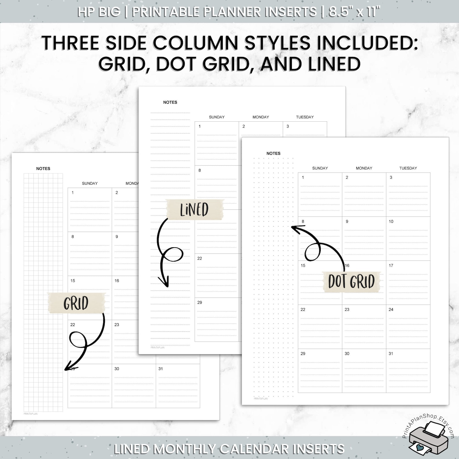 Big Happy Planner Calendar Inserts: Lined, Editable, Undated (digital ...