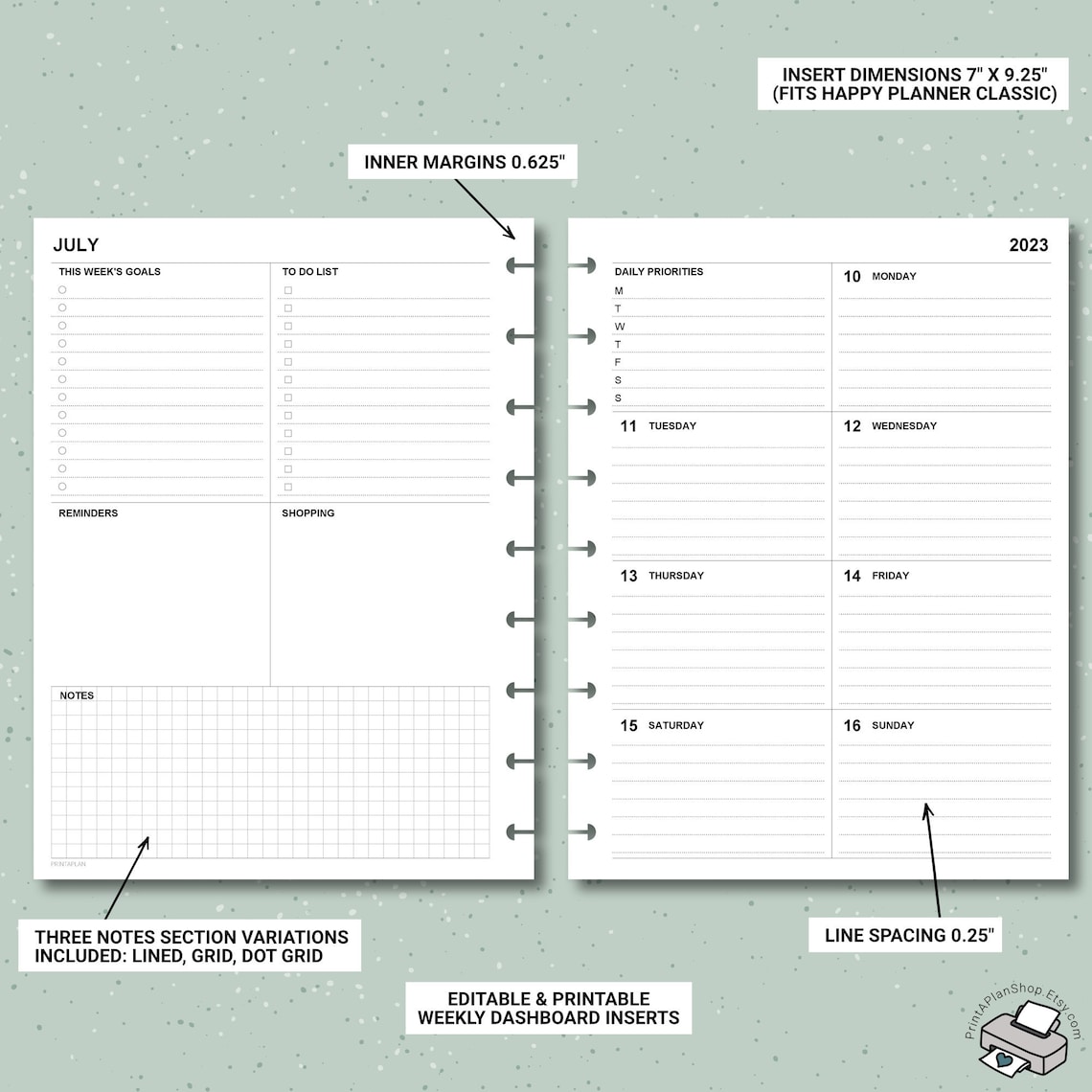 Editable Classic Happy Planner Dashboard Layout Printable - Etsy Canada
