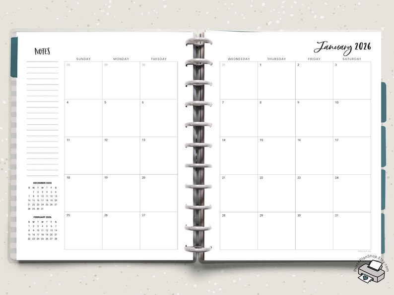 2025-2026 BIG Happy Planner Monthly Calendar Inserts, Printable Pages ...