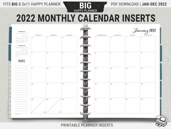 Calendars & Planners BIG HAPPY PLANNER 2022 Printable Insert Happy ...