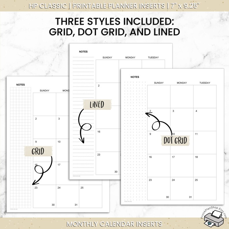 Editable Classic Happy Planner Monthly Calendar Inserts, Printable ...