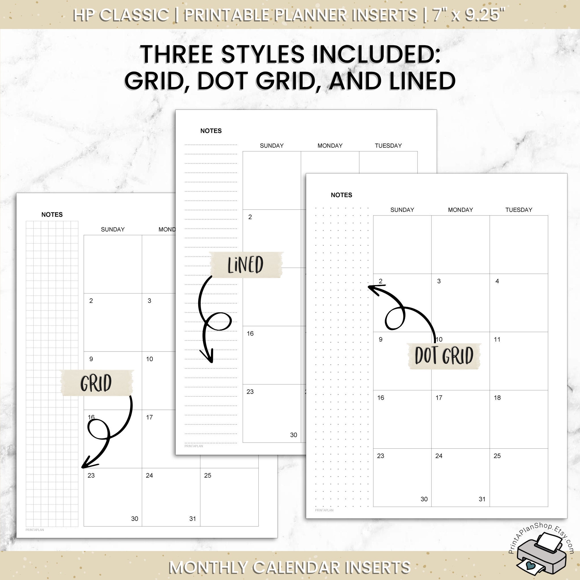 Editable Classic Happy Planner Monthly Calendar Inserts, Printable ...