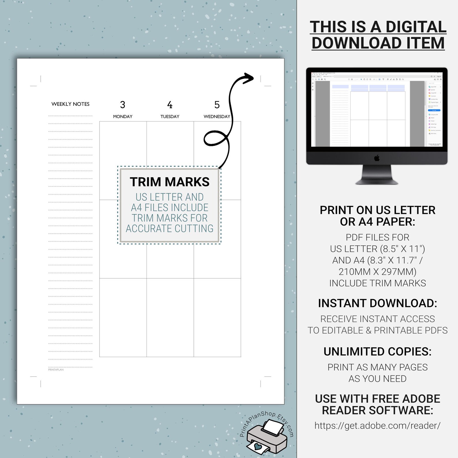 Editable Happy Planner Vertical Layout HP Classic Printable | Etsy