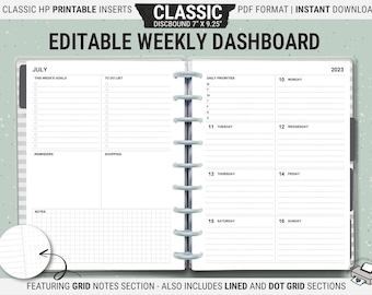Editable Happy Planner Dashboard Layout: Weekly Inserts (digital ...