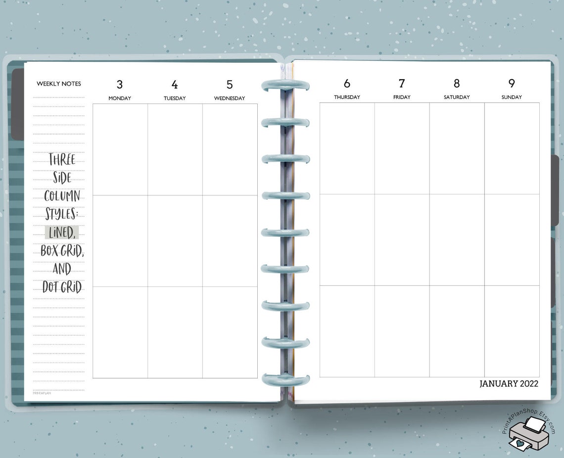 Editable Happy Planner Vertical Layout HP Classic Printable | Etsy