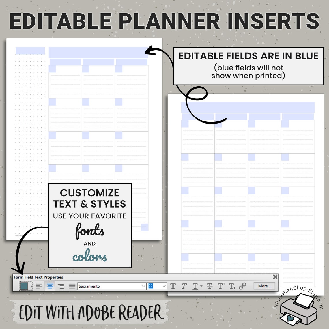 Editable BIG Happy Planner Lined Calendar Inserts Printable - Etsy