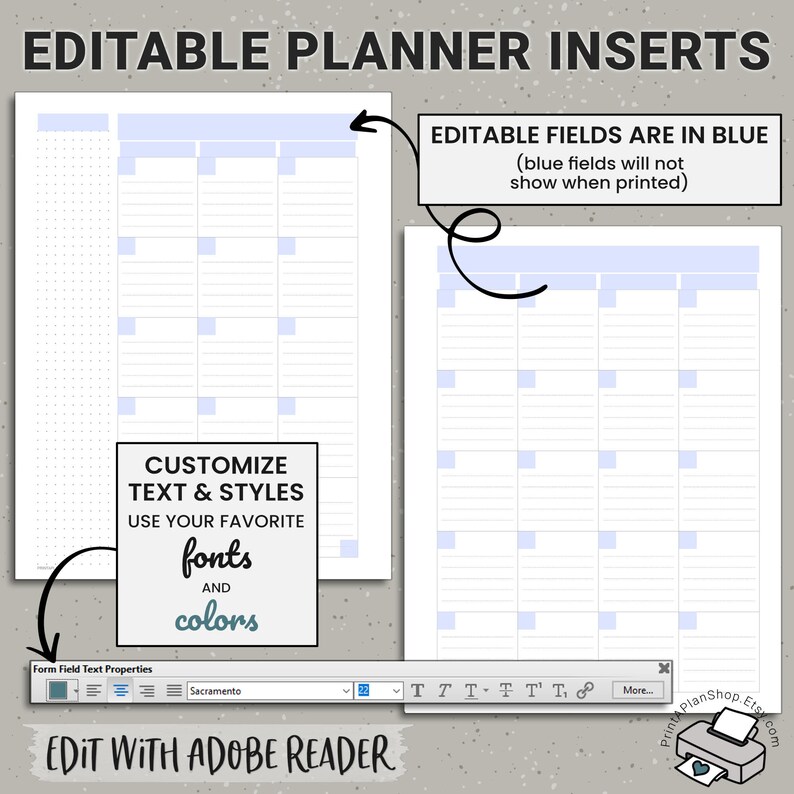 Editable BIG Happy Planner Lined Calendar Inserts Printable - Etsy