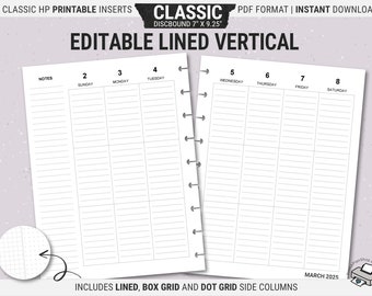 Editable BIG Happy Planner Vertical Inserts, Printable Weekly Planner ...