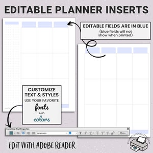 Editable BIG Happy Planner Vertical Inserts, Printable Weekly Planner ...