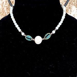 White Shell Beaded Choker With Large White Shell in Center - Etsy