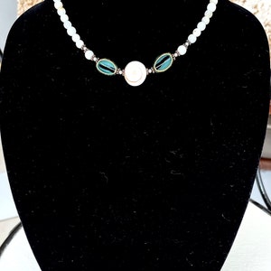 White Shell Beaded Choker With Large White Shell in Center - Etsy