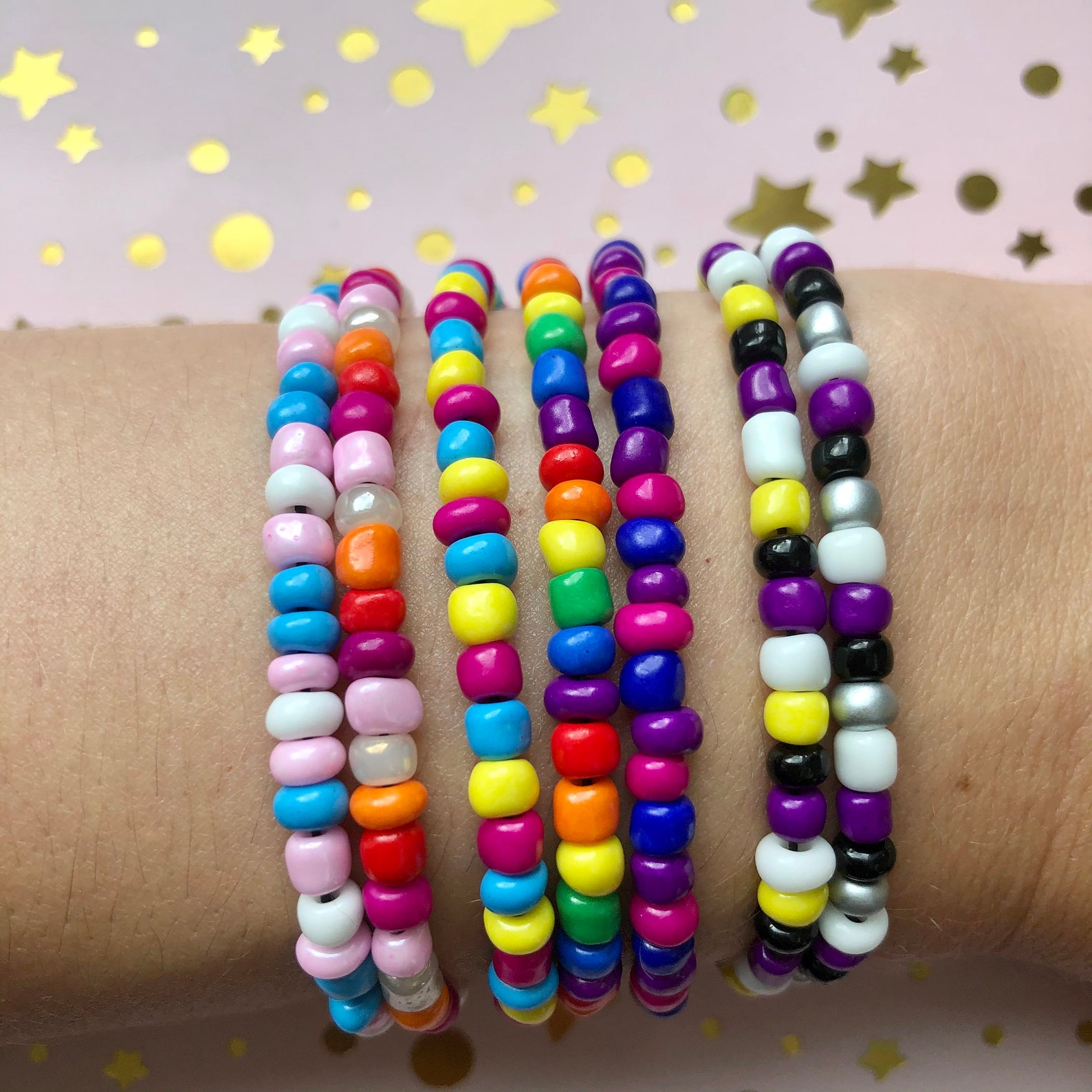 Custom Lgbtqia Pride Flag Beaded Bracelets Gay Pride Beaded Etsy