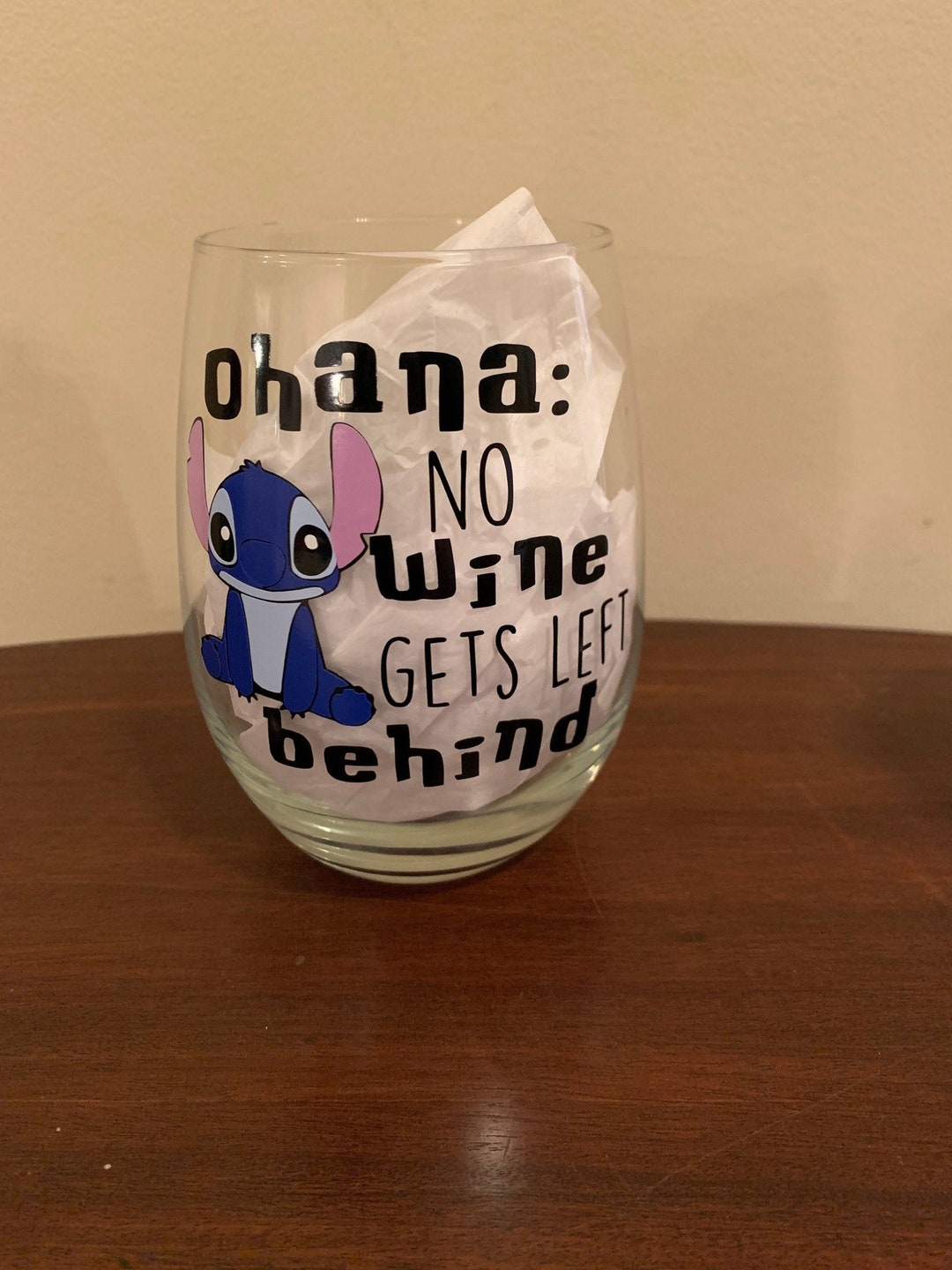 Ohana Wine Glass Stitch Wine Glass Lilo and Stitch Inspired - Etsy