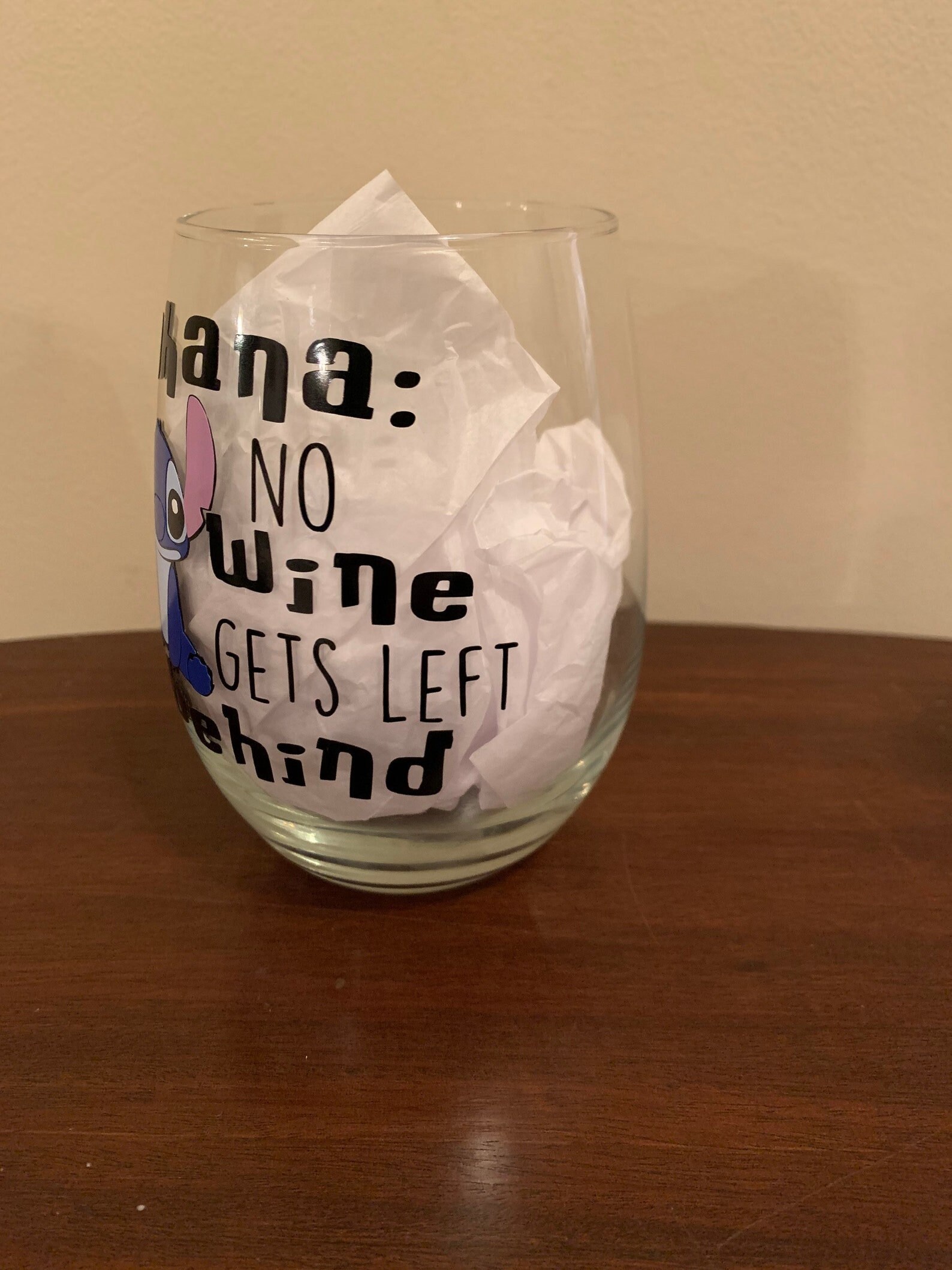 Ohana Wine Glass Stitch Wine Glass Lilo and Stitch Inspired - Etsy