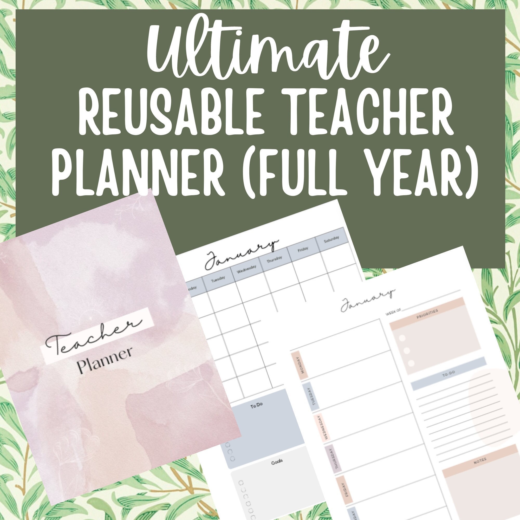 Digital & Printable One Stop Full Year Teacher Planner reusable ...