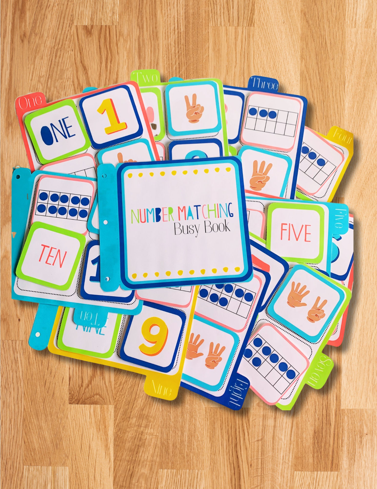 Number Matching Busy Book, Matching Numbers 1-10, Printable Busy Book ...