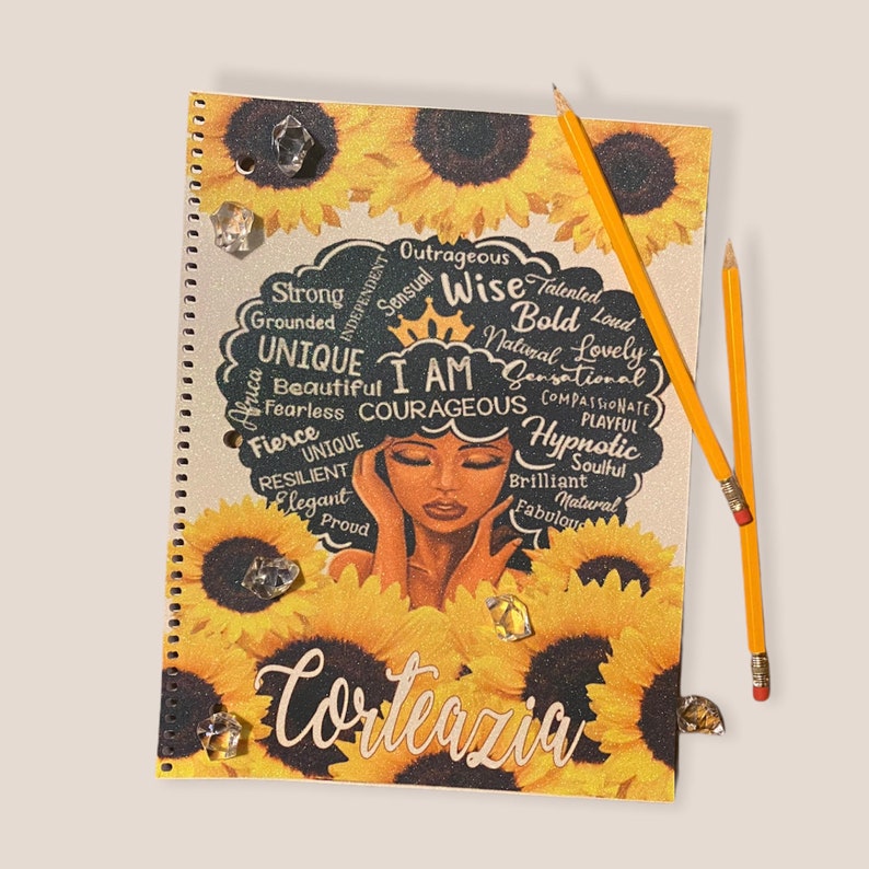 Personalized Black Woman Glitter Notebook: Back to School - Etsy
