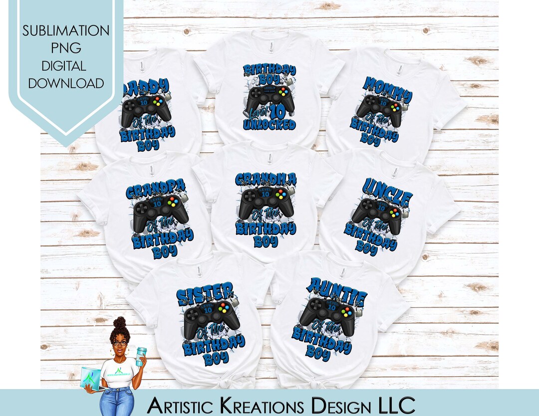Level up Gamer Birthday Bundle – Family Edition | PNG Sublimation ...