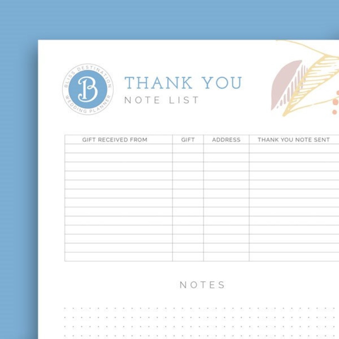 Wedding Gift Tracker & Thank You Card List | Printable Gift Log ...