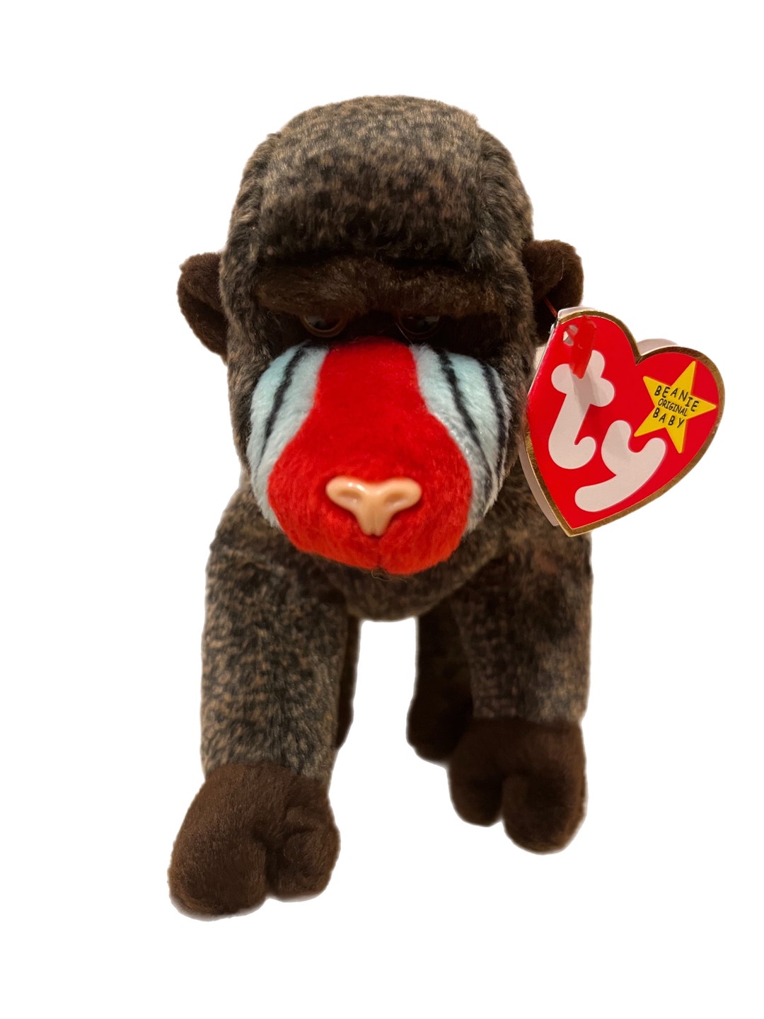 Ty CHEEKS BABOON, Original Beanie Babies Collection, Stuffed Plush Toy ...