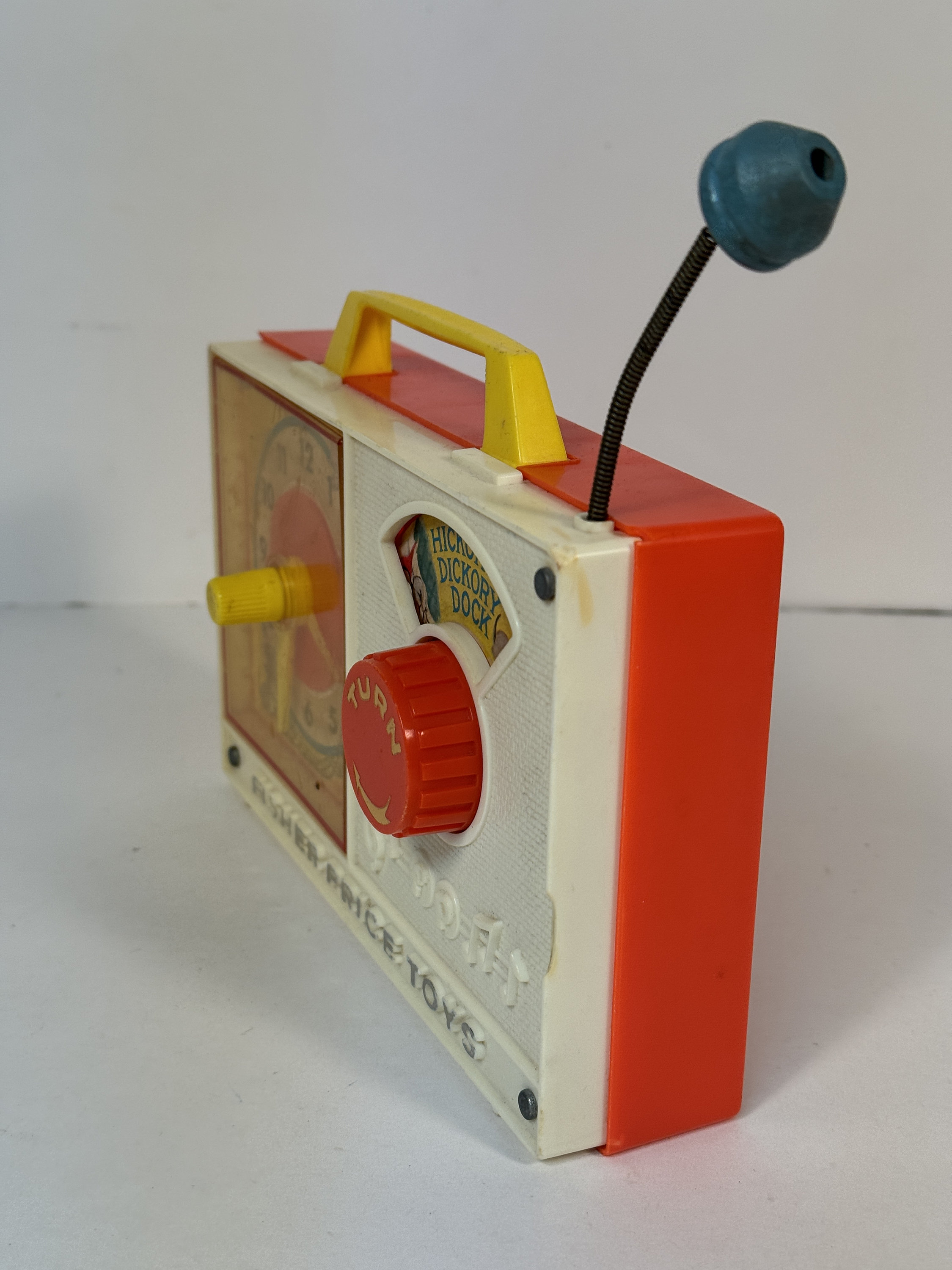 1971 Fisher Price Music Box Clock Radio 107 Midcentury Hickory Dickory ...