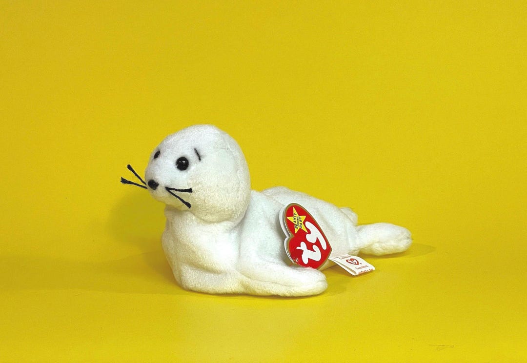 1996 Seamore the Seal Ty Beanie Baby 4029- 4th Gen Red Heart Hang Tag ...