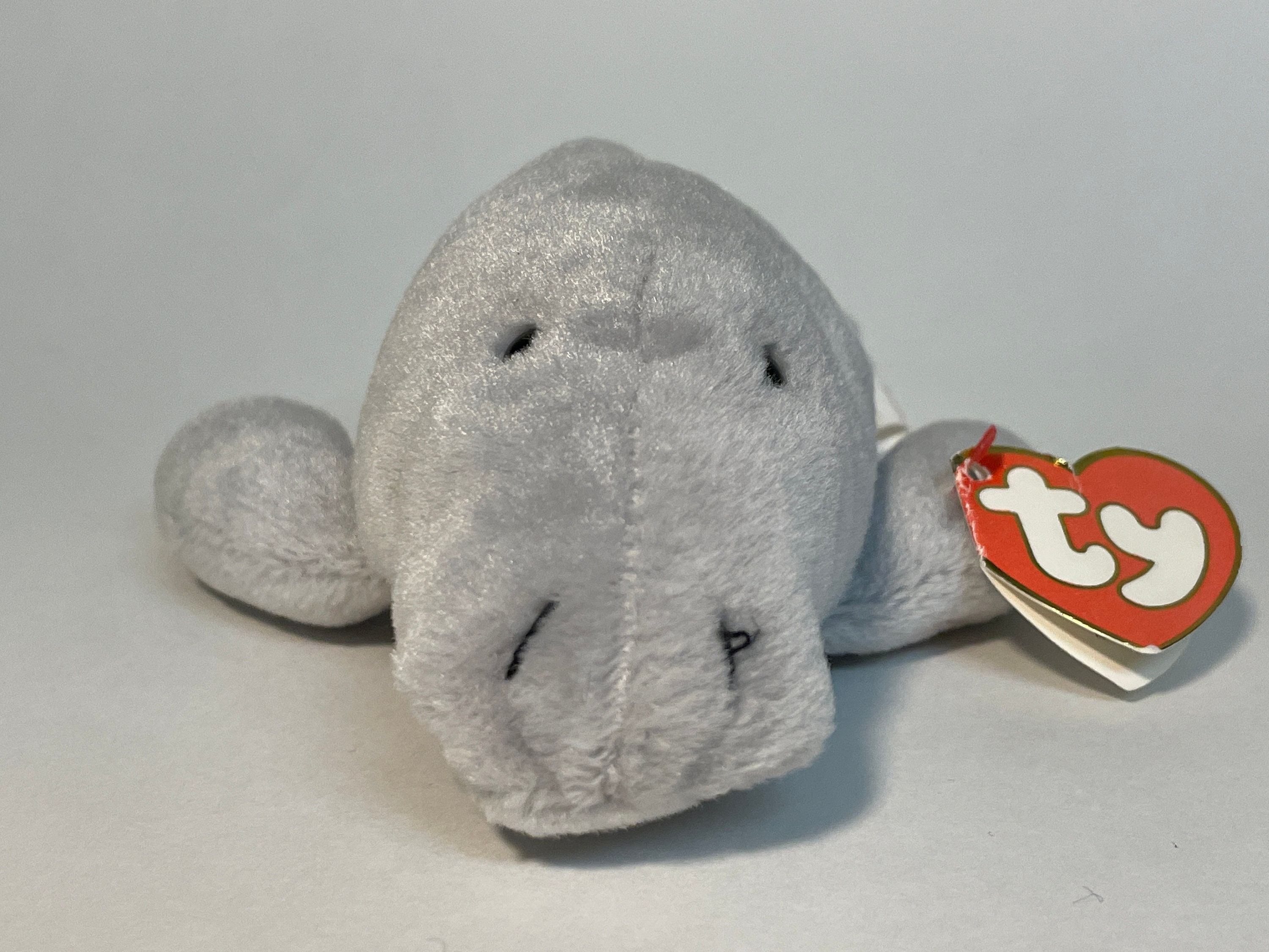 1996 Manny the Manatee Ty Beanie Baby 4081 3rd Generation Red Heart ...