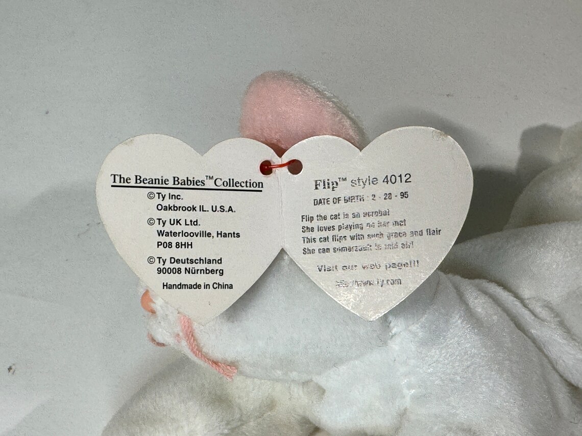 1996 Flip the Cat Ty Beanie Baby 4012 - 4th Gen Red Heart Hang Tag ...
