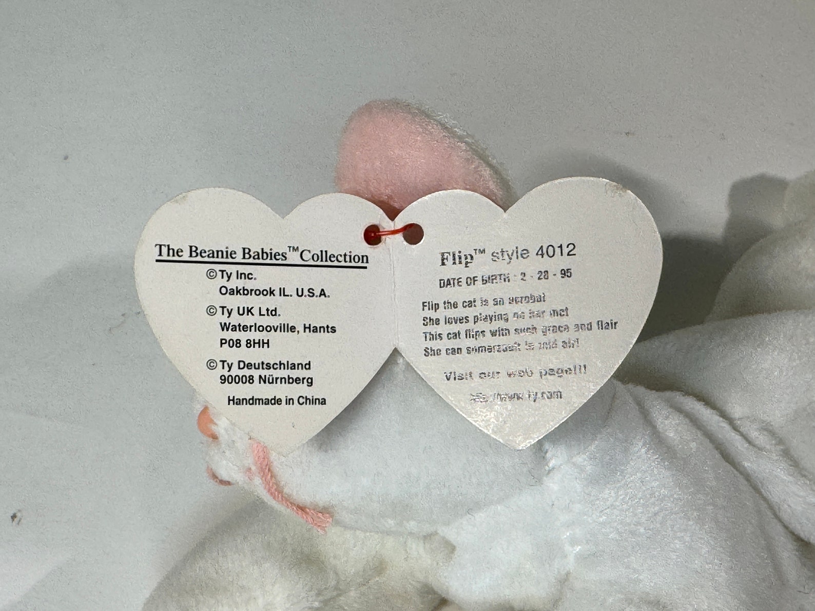 1996 Flip the Cat Ty Beanie Baby 4012 - 4th Gen Red Heart Hang Tag ...