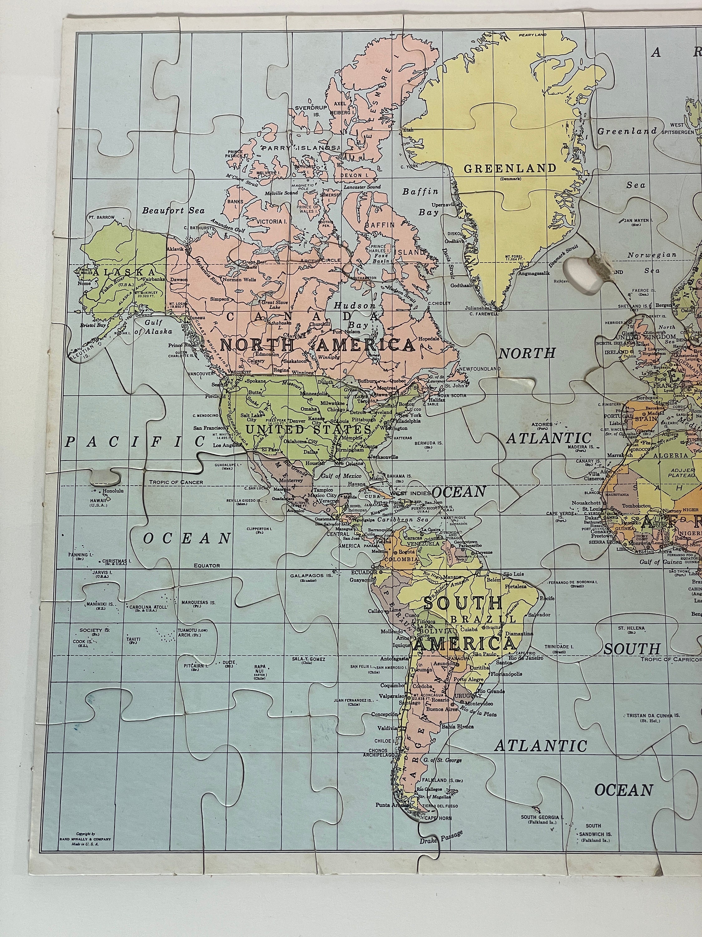 1970s World Map Puzzle 517 Selchow & Righter Official Rand Mcnally ...