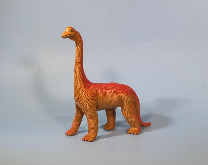 1980s Pink 7.75" Brontosaurus Dinosaur Figure - Hollow Soft Plastic ...