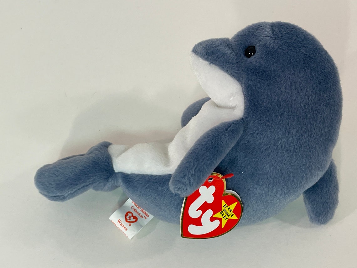 1997 "waves" Mistagged Echo the Dolphin Ty Beanie Baby 4084 - Error 4th ...