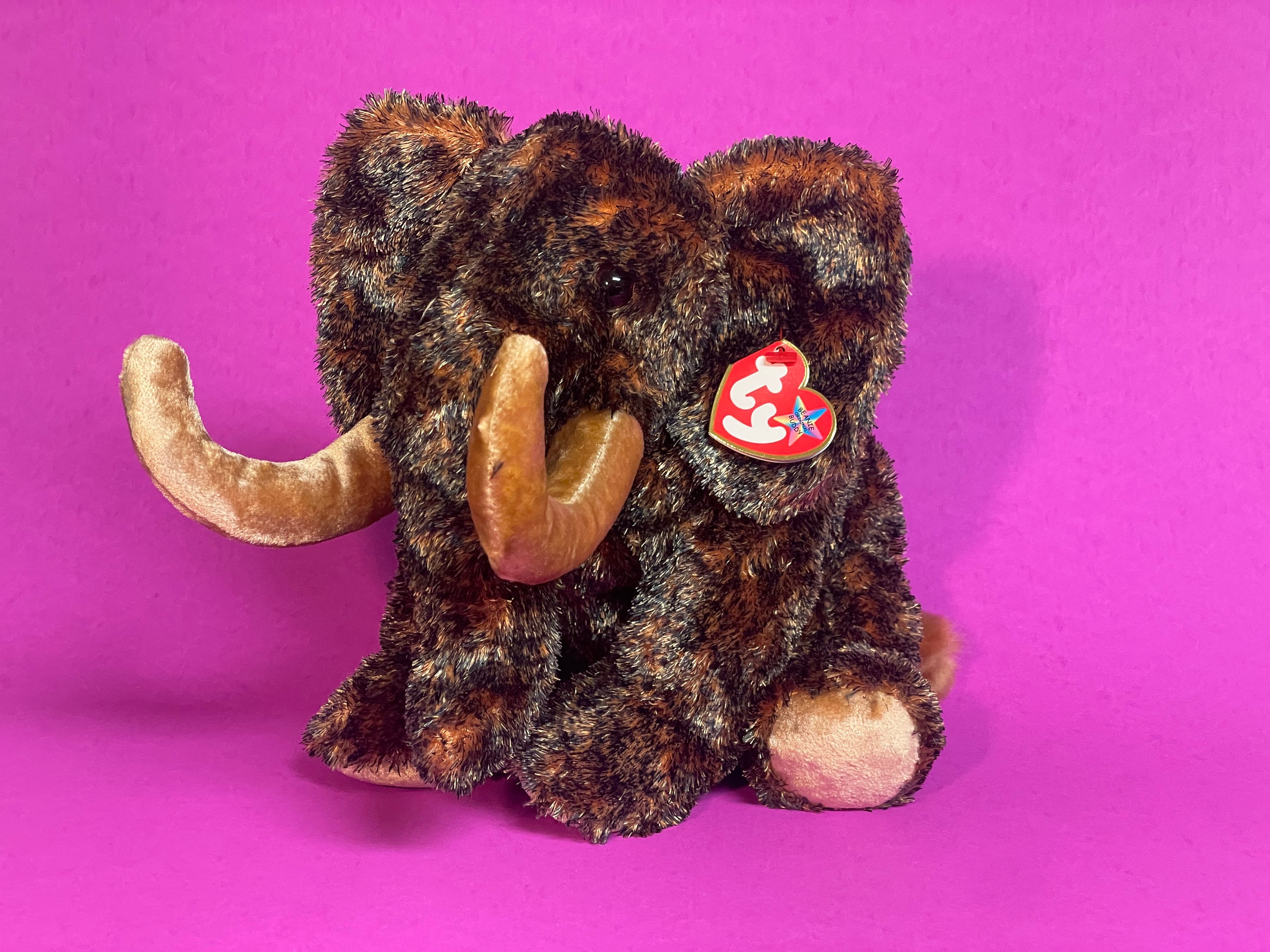 2002 Giganto the Wooly Mammoth Ty Beanie Buddy 9473 4th Gen Red Heart ...