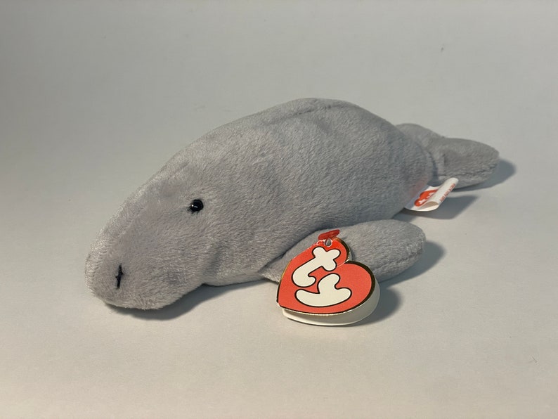 1996 Manny the Manatee Ty Beanie Baby 4081 - 3rd Generation Red Heart ...