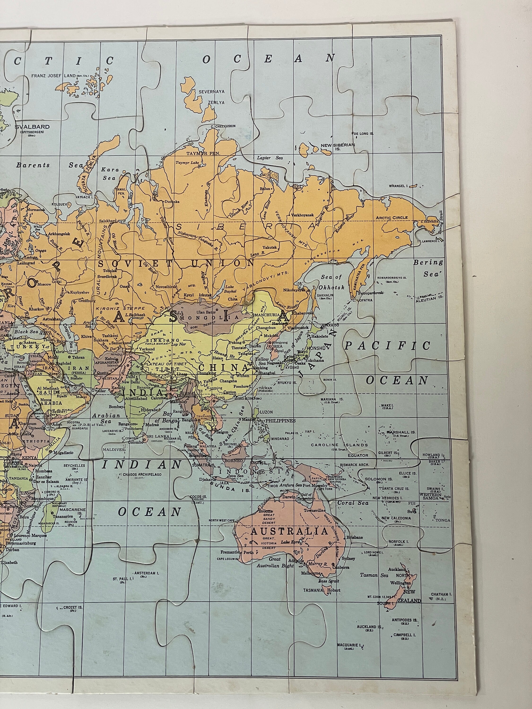 1970s World Map Puzzle 517 Selchow & Righter Official Rand Mcnally ...