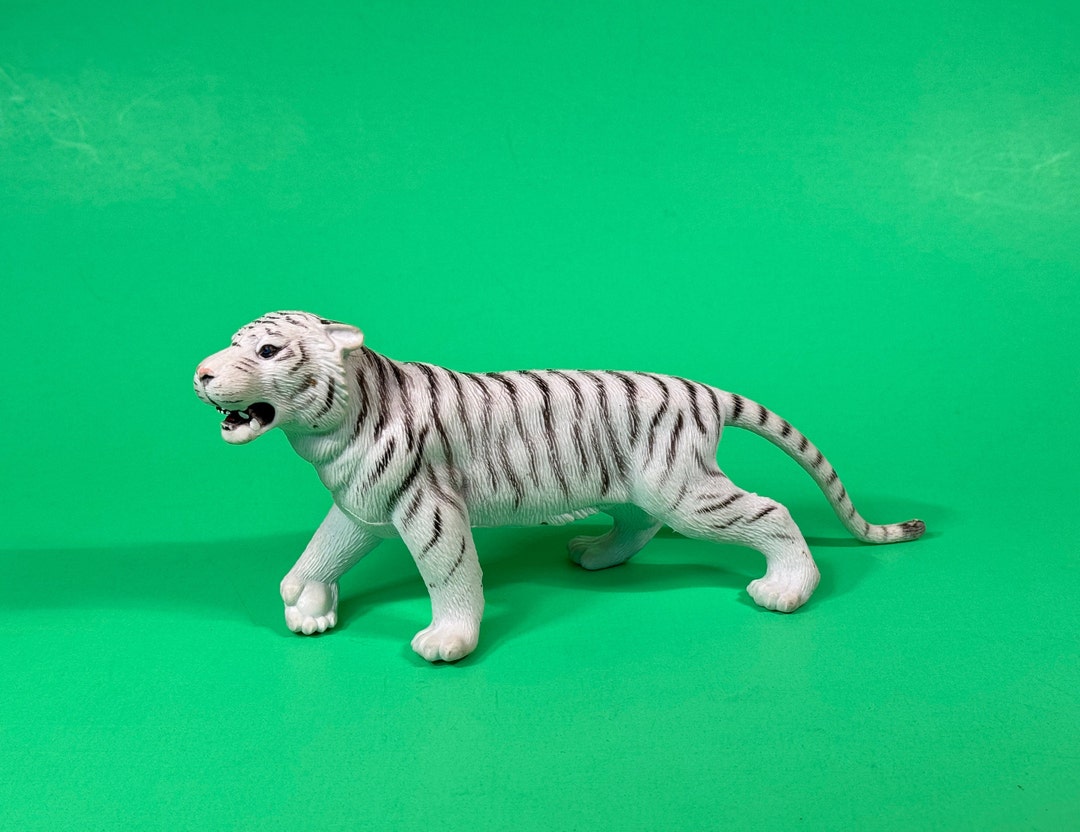 1990s AAA 8.75 White Tiger Figure Black Striped Rubber Soft Plastic ...