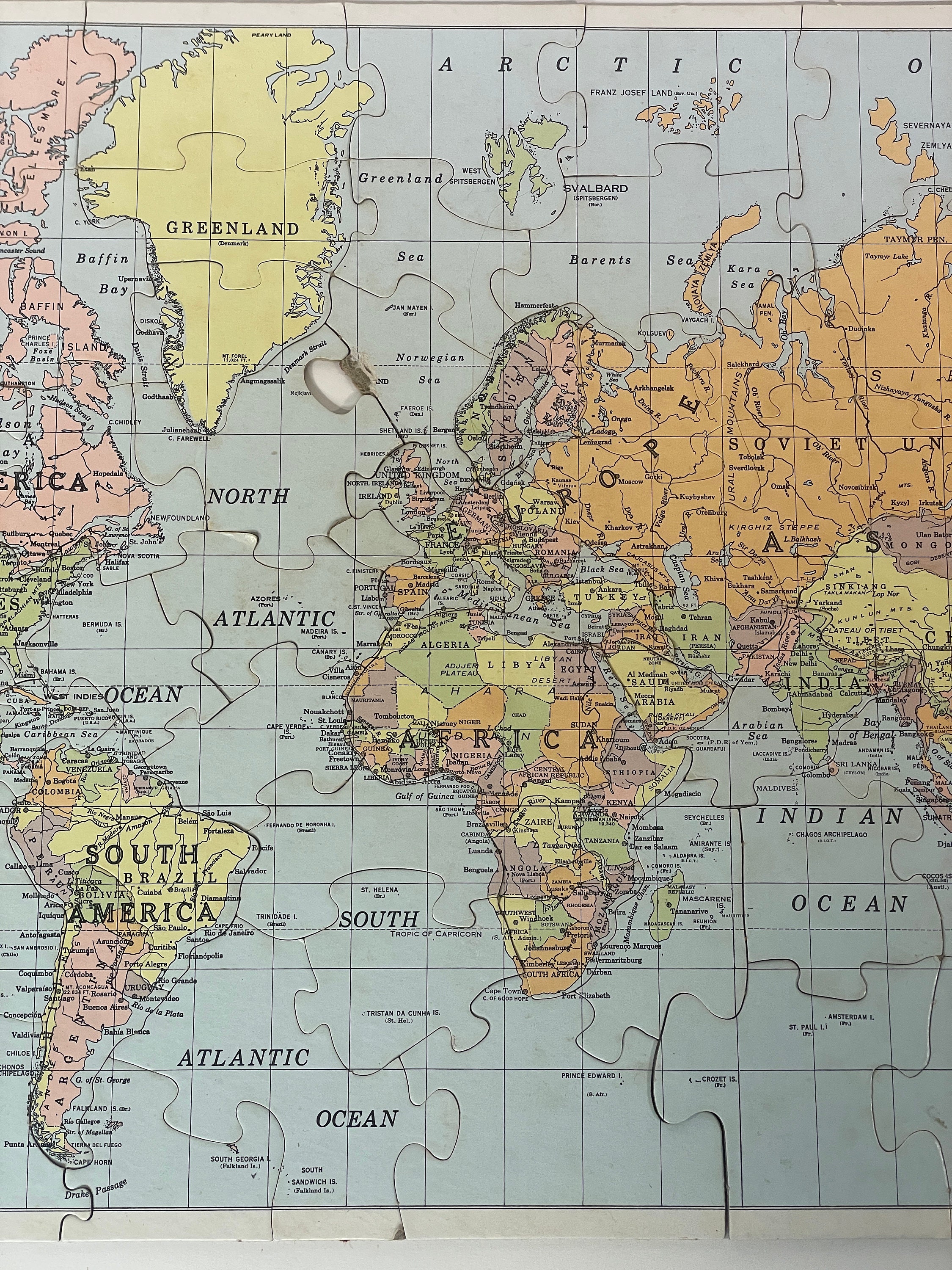 1970s World Map Puzzle 517 Selchow & Righter Official Rand Mcnally ...