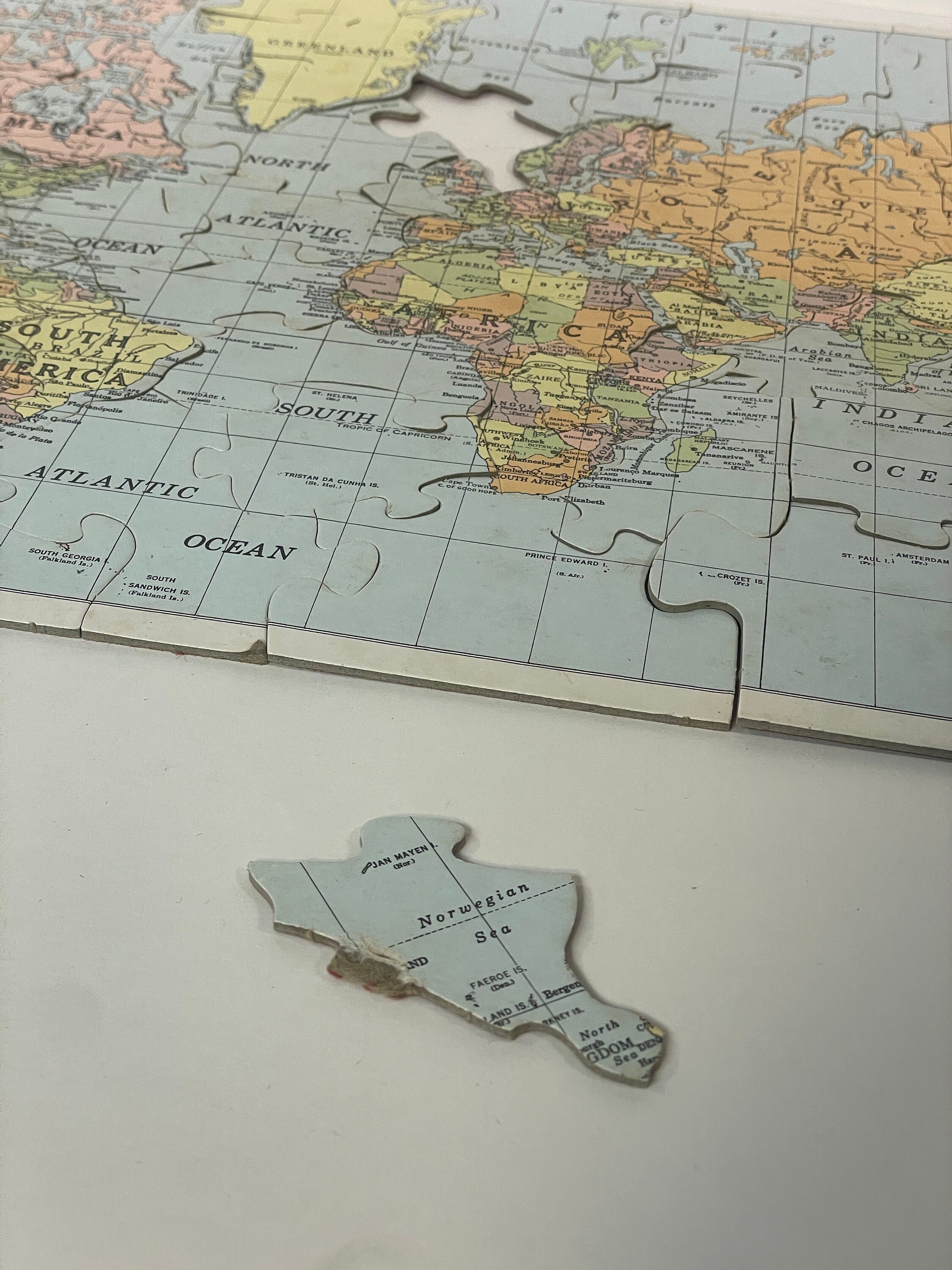 1970s World Map Puzzle 517 Selchow & Righter Official Rand Mcnally ...