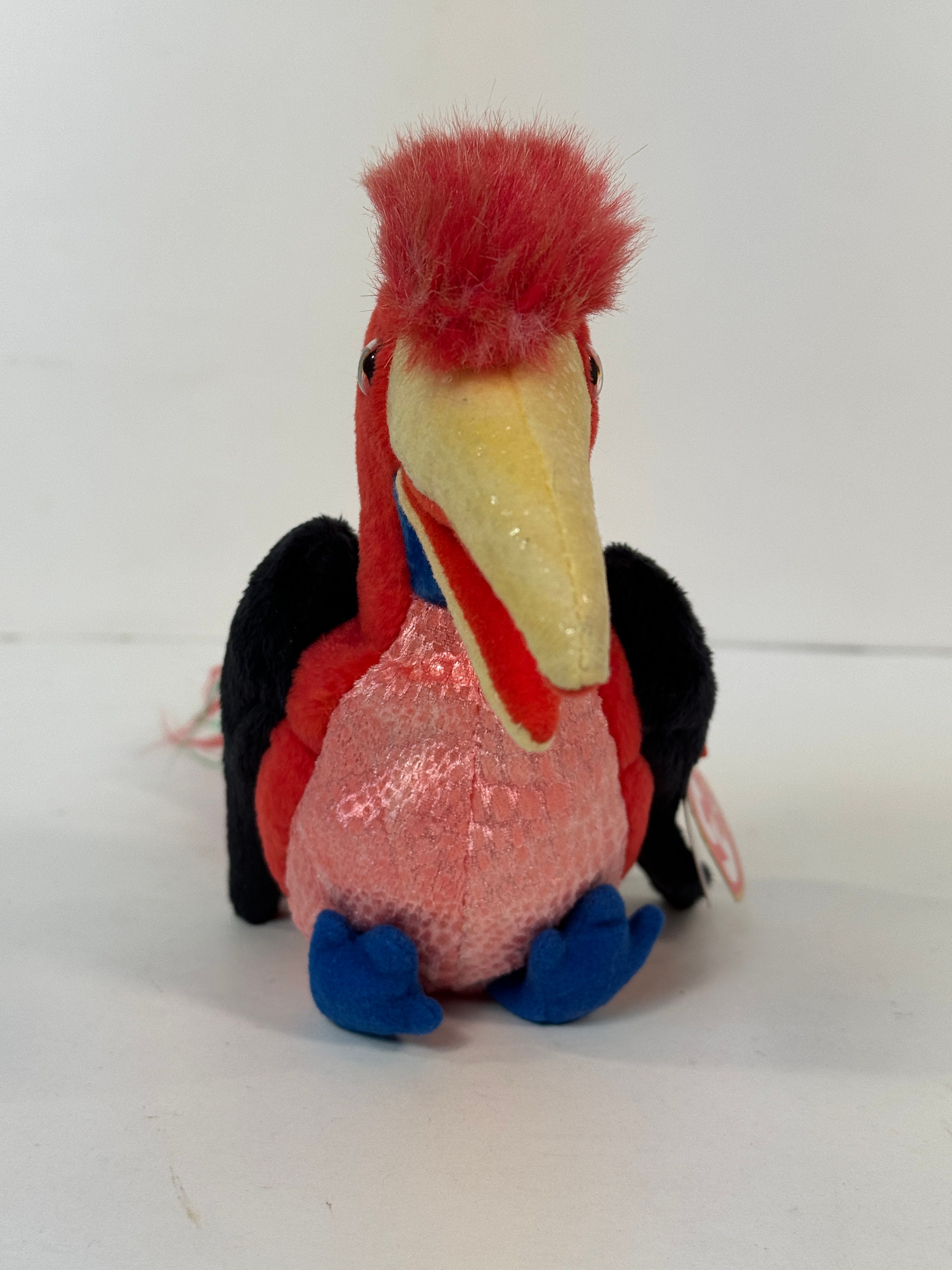 2001 Frills the Hornbill Ty Beanie Baby 4367 8th Gen Red Heart Hang Tag ...
