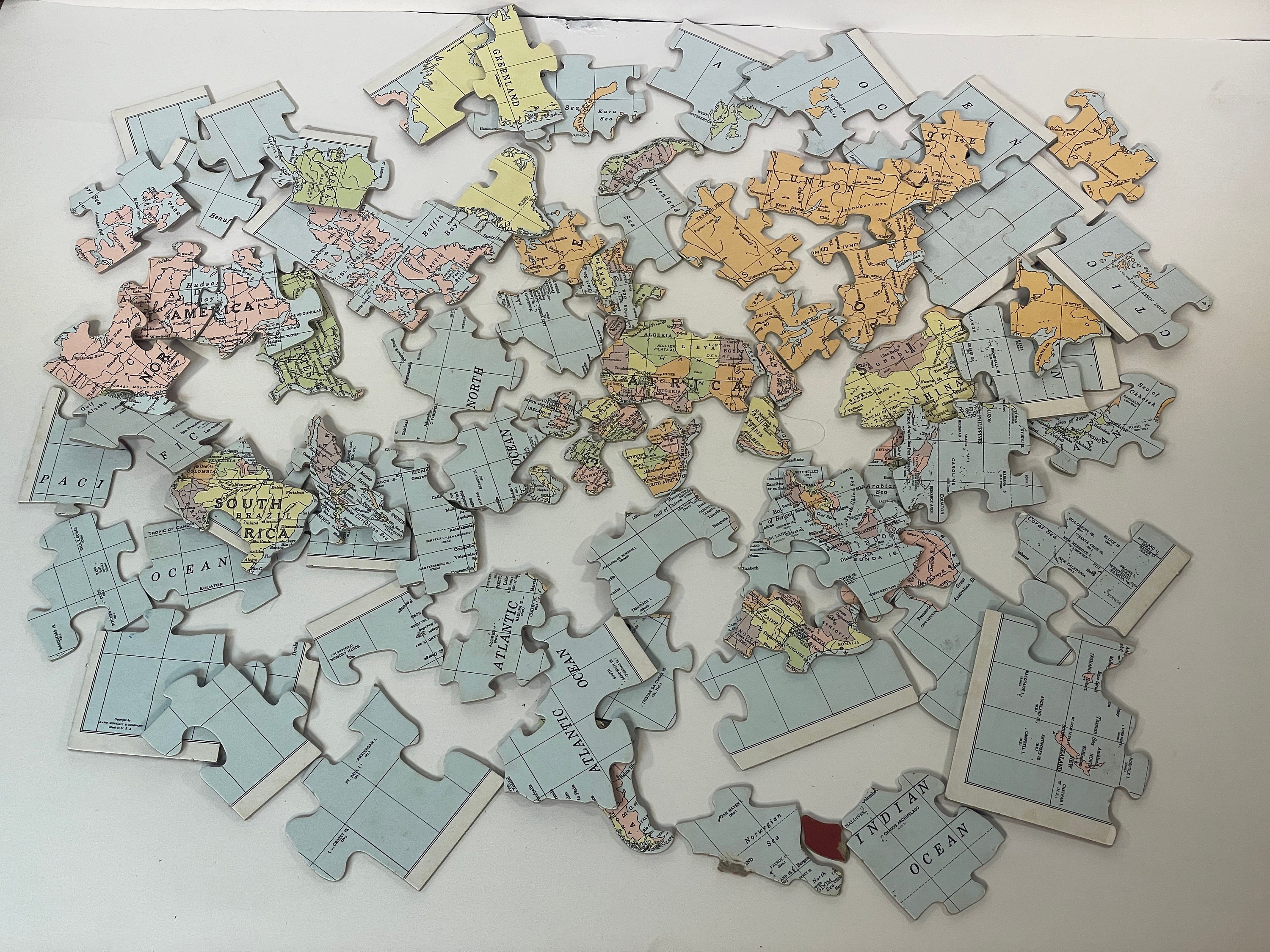 1970s World Map Puzzle 517 Selchow & Righter Official Rand Mcnally ...