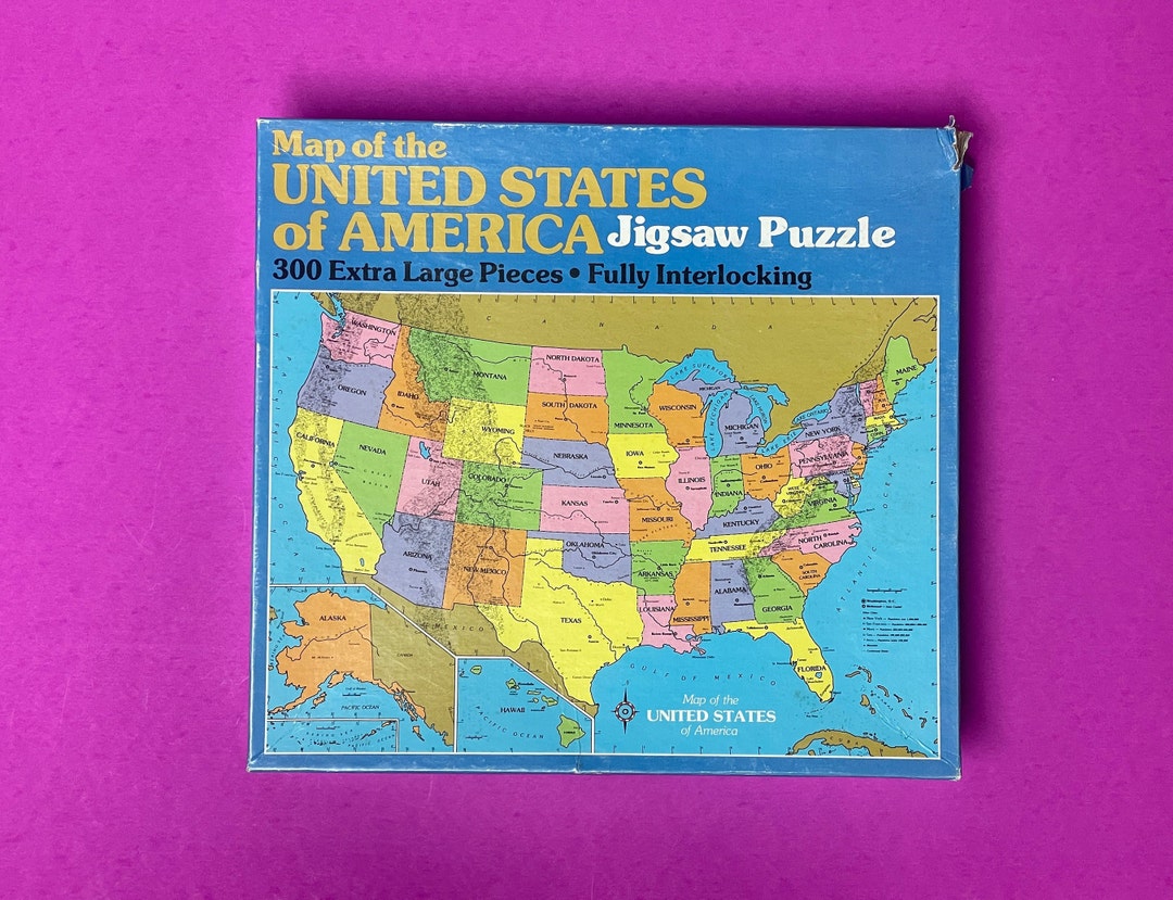 1985 Golden Map of the United States of America 300 Piece Jigsaw Puzzle ...