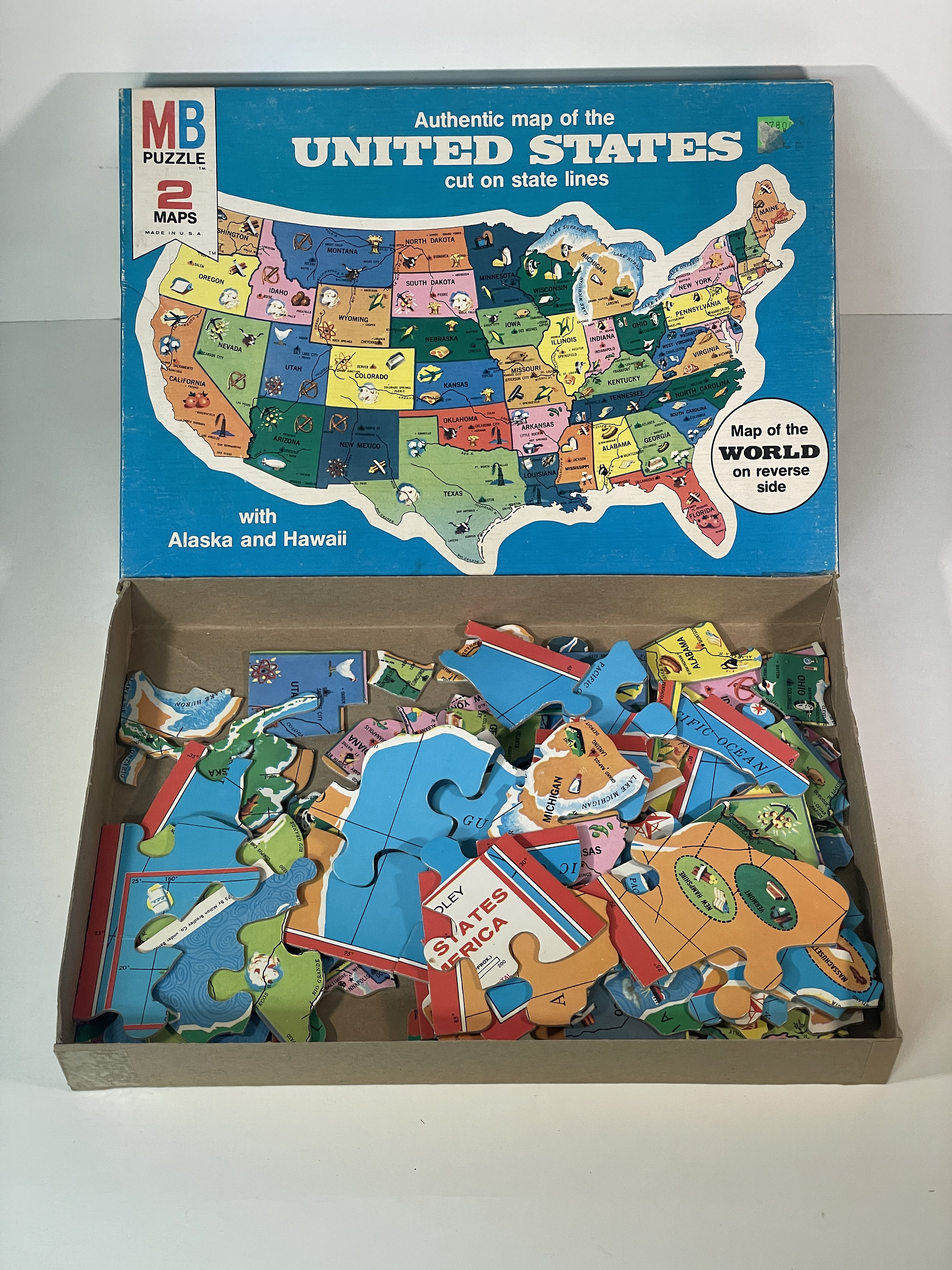 1975 United States Map Puzzle 4806 - Milton Bradley USA State Lines ...