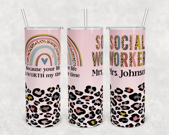 Social Worker Boho Rainbow Leopard Seamless Straight and - Etsy