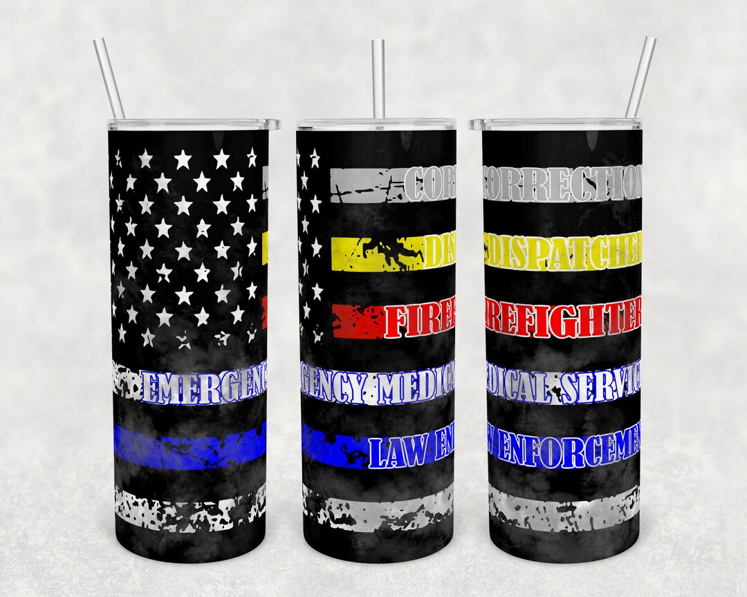 First Responder Distressed Flag With Smoke Overlay, 20oz Skinny ...