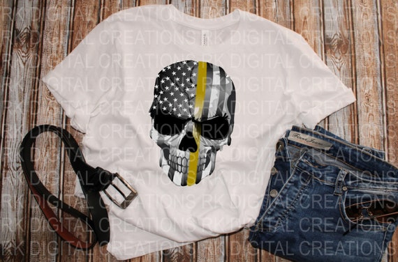 Thin Yellow Line Skull PNG Digital Download Sublimation Design | Etsy