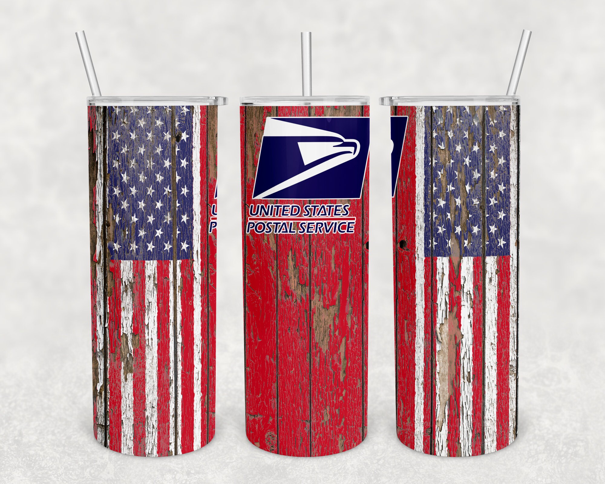 USPS Flag Woodgrain Seamless Straight 20 Oz Skinny Tumbler Digital ...