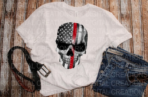 Thin Red Line Skull PNG Digital Download Sublimation Design - Etsy Finland
