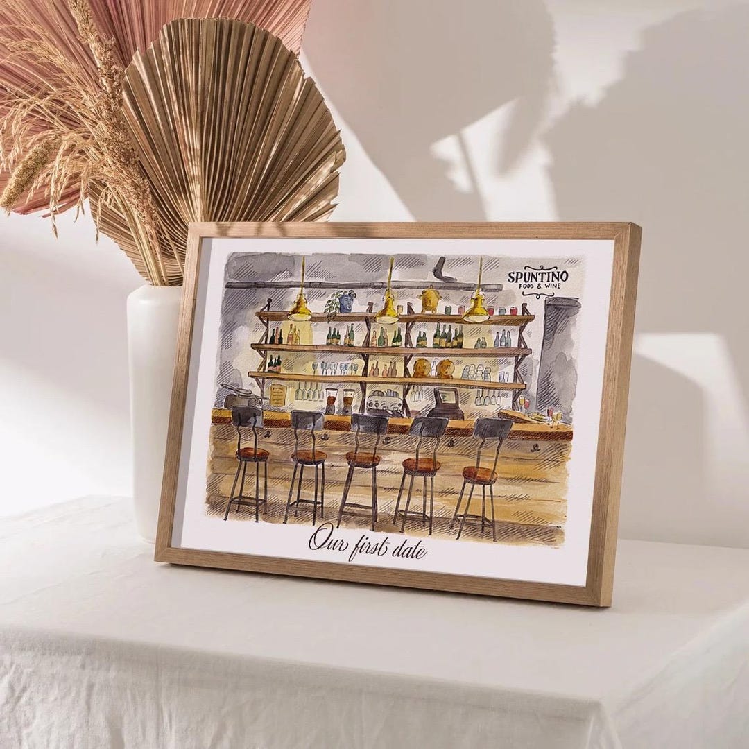 First Date Drawing Custom Portrait Anniversary Gift for Him Where We ...